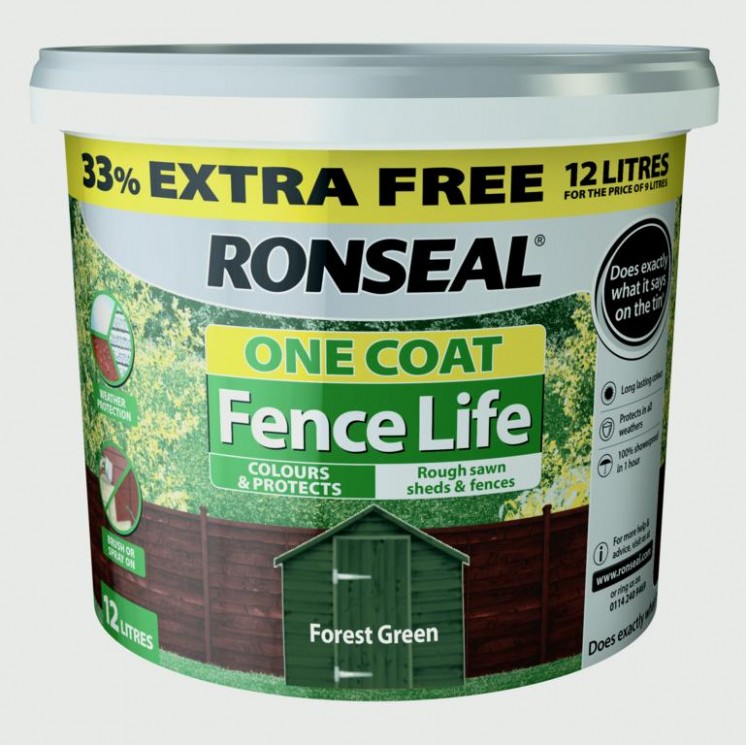 Ronseal One Coat Fence Life 9L + 33% Free